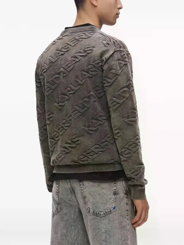 Karl Lagerfeld Acid-wash Logo-embossed Sweater
