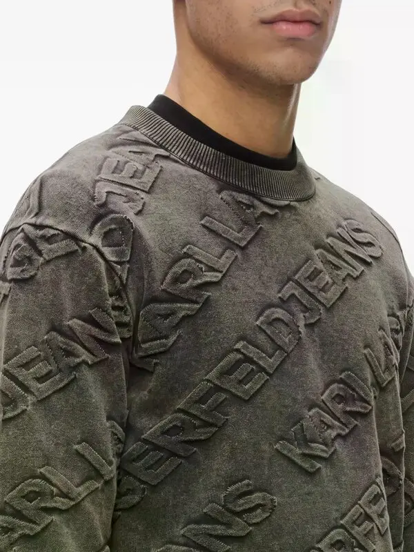 Karl Lagerfeld Acid-wash Logo-embossed Sweater