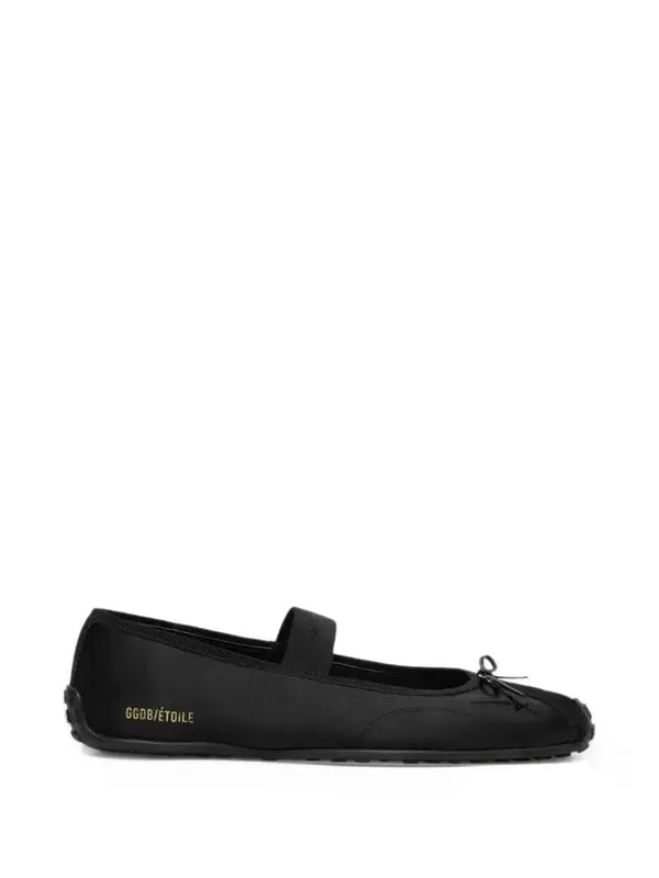GOLDEN GOOSE Toile Ballet Flats In Satin With Embroidered Star And Elastic Strap - Black