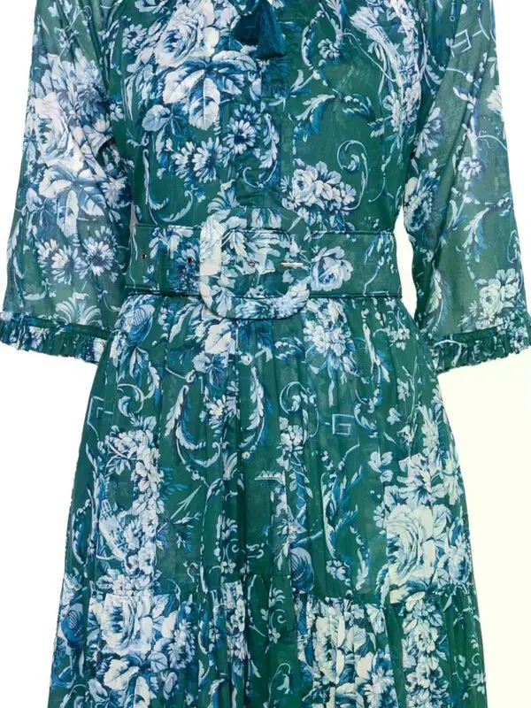 Samantha Sung Eva Floral-print Belted Maxi Dress