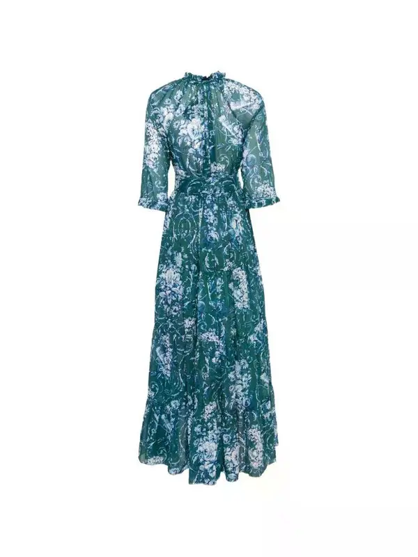Samantha Sung Eva Floral-print Belted Maxi Dress - Blue