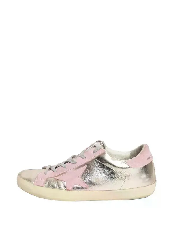 GOLDEN GOOSE Superstar Metallic Leather Sneakers - Silver