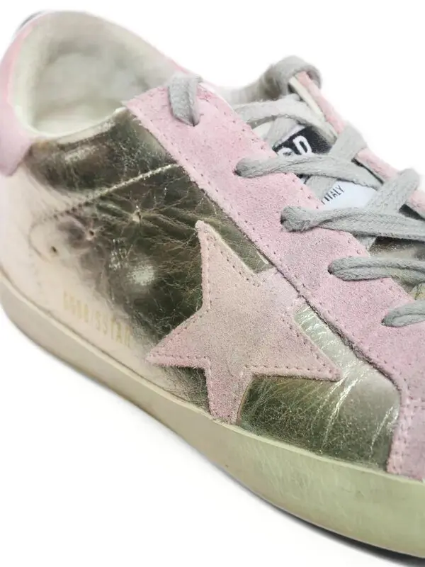 GOLDEN GOOSE Superstar Metallic Leather Sneakers - Silver