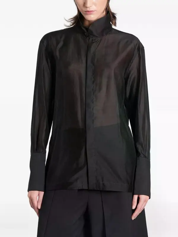 THELATEST Sheer High-neck Shirt - Black