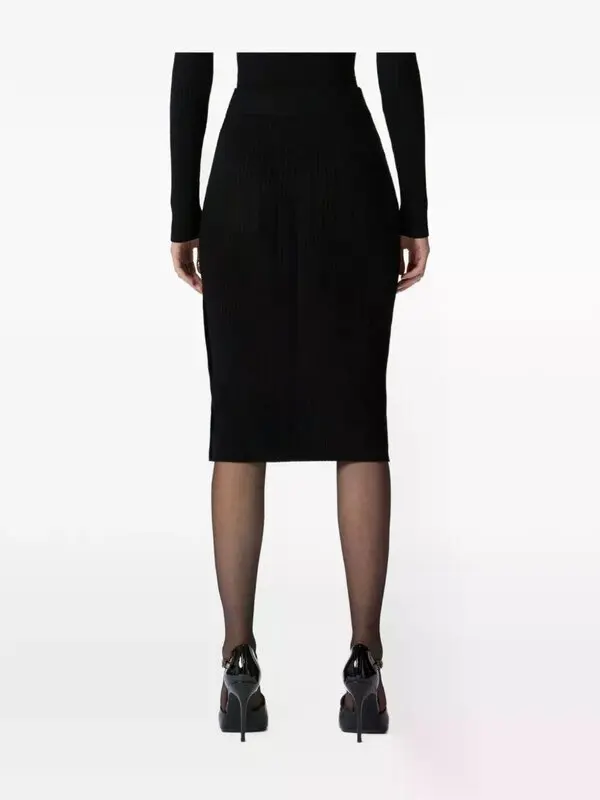 Pinko Ribbed-knit Button-detail Midi Skirt
