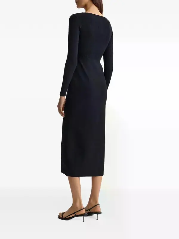 FFORME Lottie V-neck Long-sleeve Midi Dress - Black