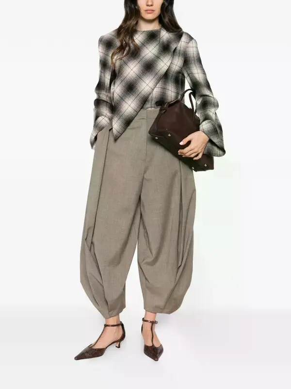 Sú Checked Asymmetric-wrap Top