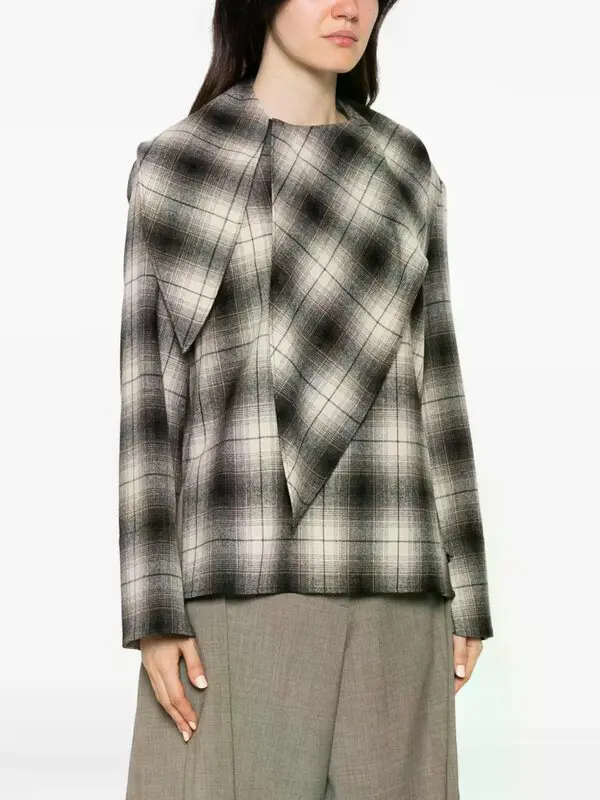 Sú Checked Asymmetric-wrap Top