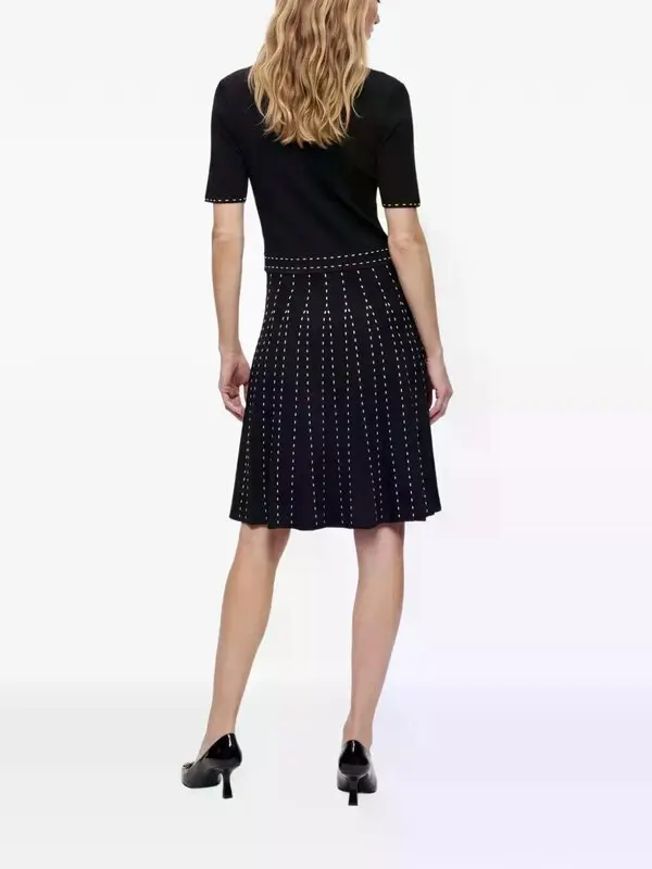 Karl Lagerfeld Contrast-stitch Pleated Mini Dress - Black
