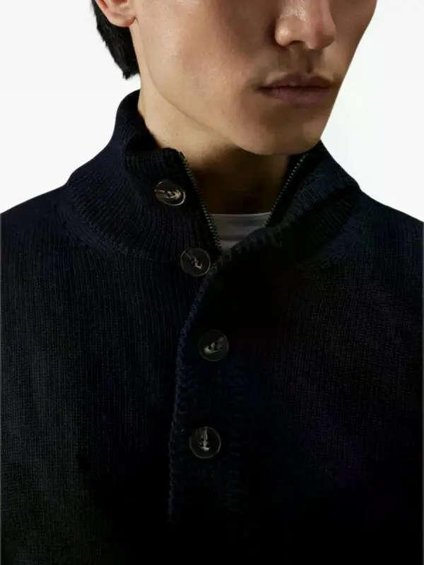 KANGRA Button-fastening Zip-up Wool Sweater