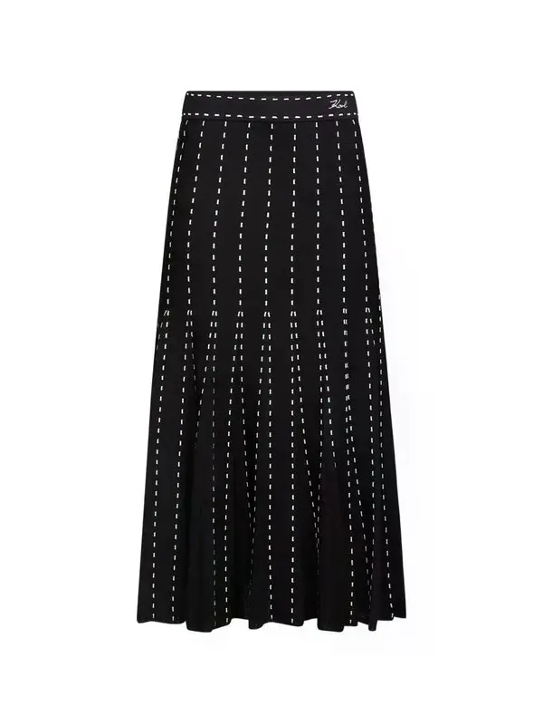 Karl Lagerfeld Contrast-stitch Pleated Midi Skirt