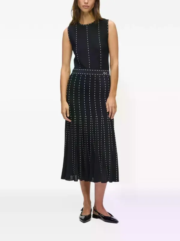 Karl Lagerfeld Contrast-stitch Pleated Midi Skirt