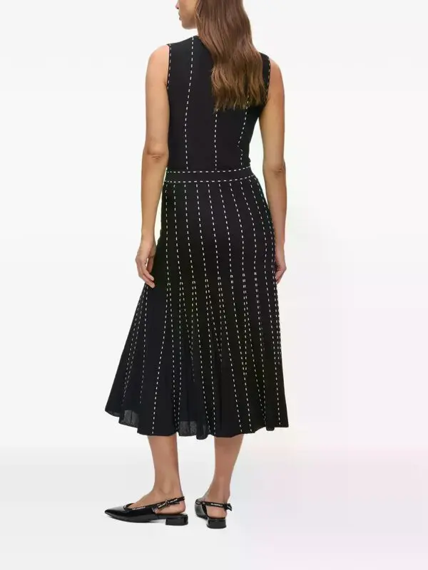 Karl Lagerfeld Contrast-stitch Pleated Midi Skirt