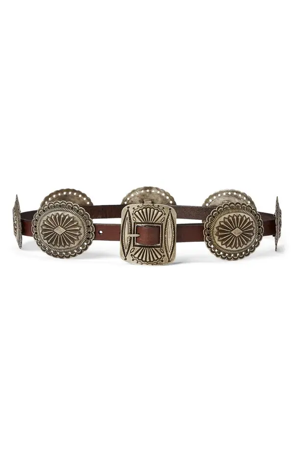 Polo Ralph Lauren Distressed Leather Concho Belt