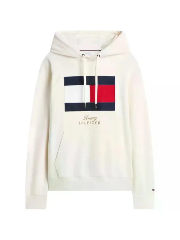 Tommy Hilfiger Logo-embroidered Fleece-texture Hoodie