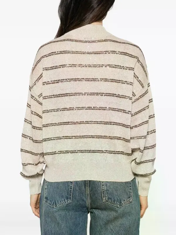 Brunello Cucinelli Sequin-embellished Striped Cardigan