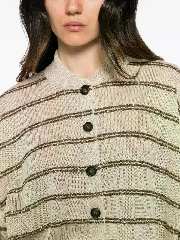 Brunello Cucinelli Sequin-embellished Striped Cardigan