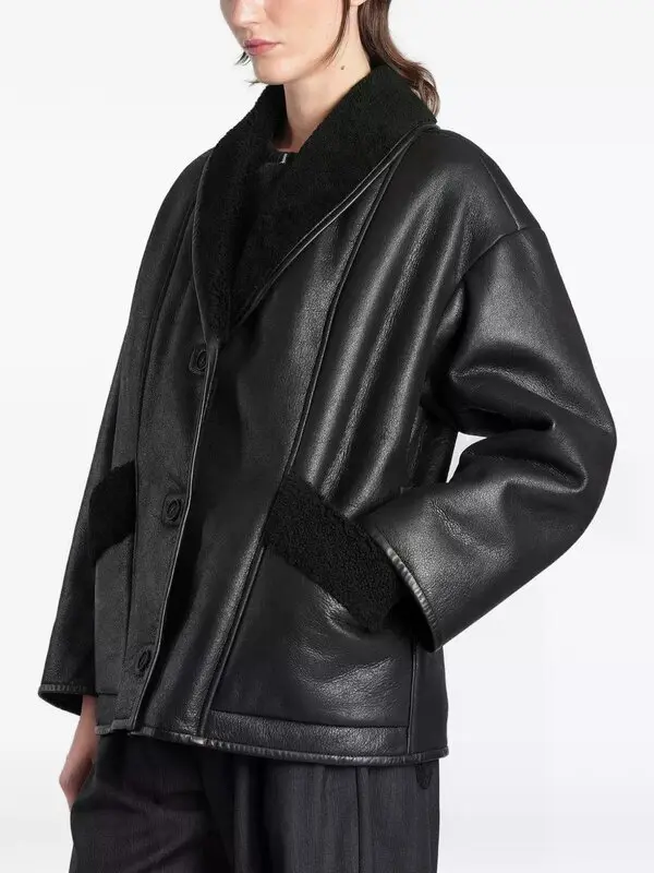 SALVATORE SANTORO Shearling-trim Leather Jacket