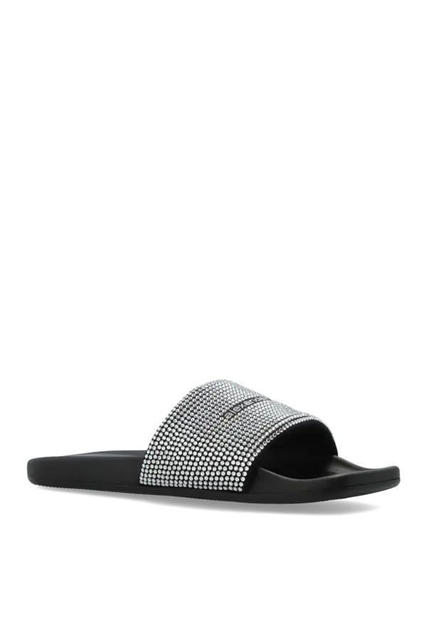 Alexander Wang Rubber Slide Sandals With Shiny Sequins