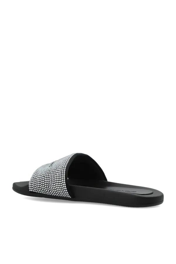Alexander Wang Rubber Slide Sandals With Shiny Sequins