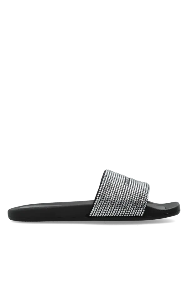 Alexander Wang Rubber Slide Sandals With Shimmering Sequins - Silver