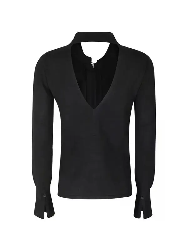 SEMICOUTURE Lalla Cut-out Quarter-zip Polo Shirt