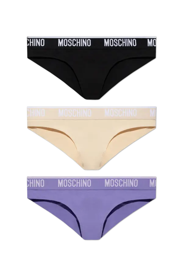 Moschino Three-pack Briefs With Logo - Multicolour