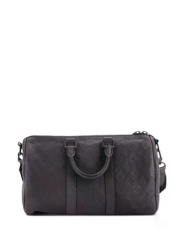 LOUIS VUITTON Keepall Bandouliere Bag Monogram Taurillon Leather 35 Travel Bag - Black