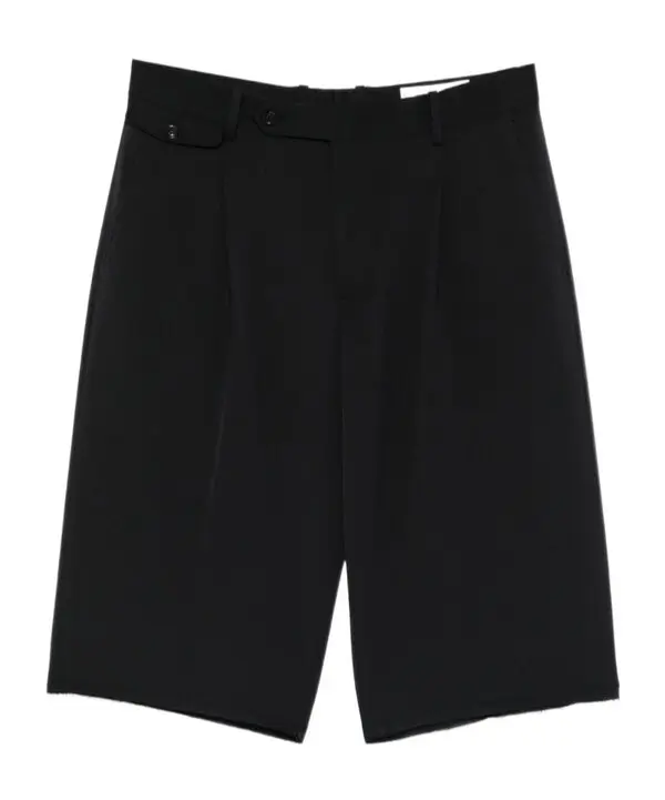 TONYWACK Pleated Raw-edge Slim-fit Shorts