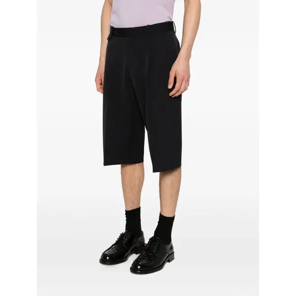 TONYWACK Pleated Raw-edge Slim-fit Shorts