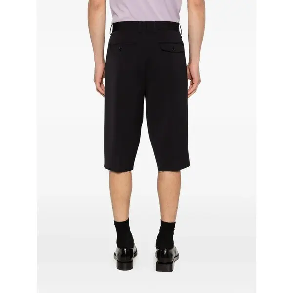 TONYWACK Pleated Raw-edge Slim-fit Shorts