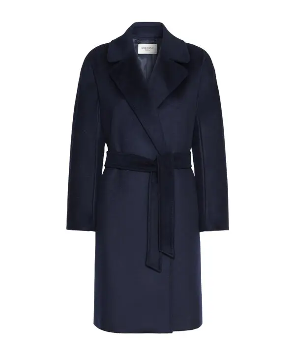 Max Mara Pedale Belted Wrap Coat - Navy