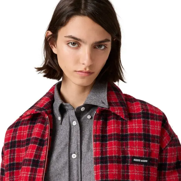 Miu Miu Plaid Down Jacket