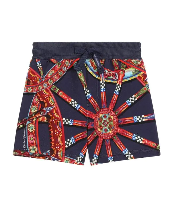 Dolce & Gabbana Carretto-print Fleece Bermuda Shorts - Multicolor