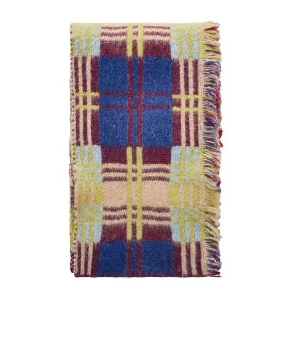 Dries Van Noten Fringe-trimmed Checked Brushed Wool-blend Scarf