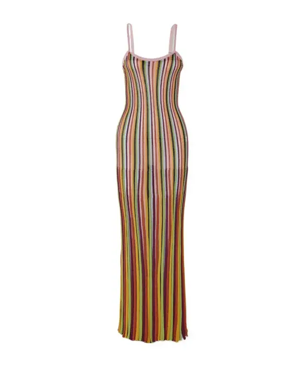 Zimmermann Alight Striped Metallic Ribbed-knit Maxi Dress - Multicolor