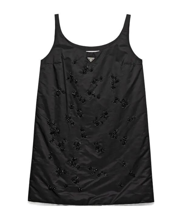 Prada Embroidered, Lightweight Re-nylon Mini-dress