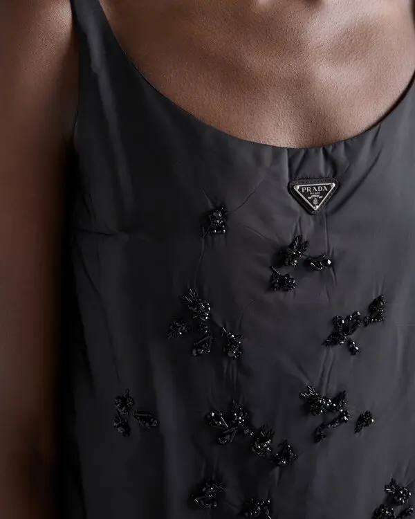 Prada Embroidered, Lightweight Re-nylon Mini-dress
