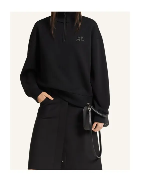 COURREGES Zipped Logo-patch Sweatshirt