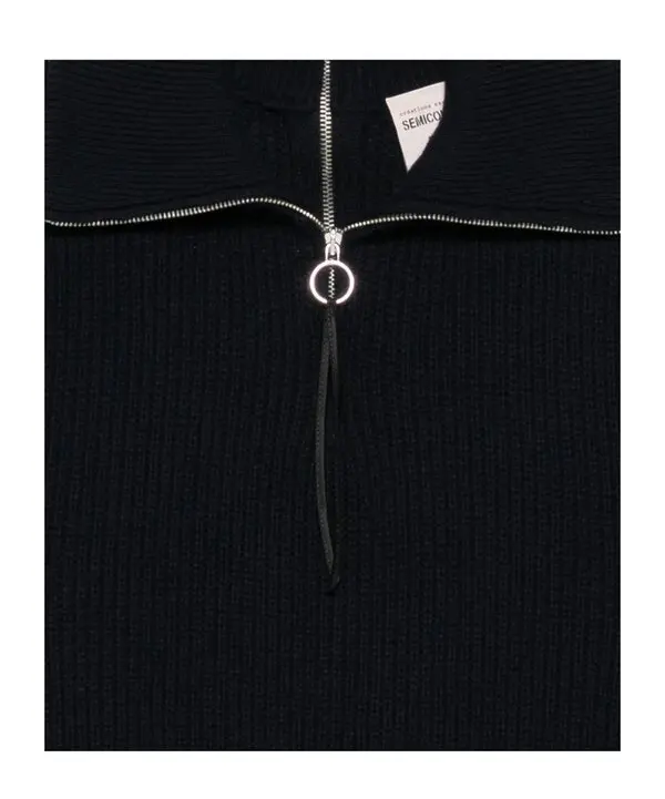 SEMICOUTURE Ribbed-knit Half-zip Sweater
