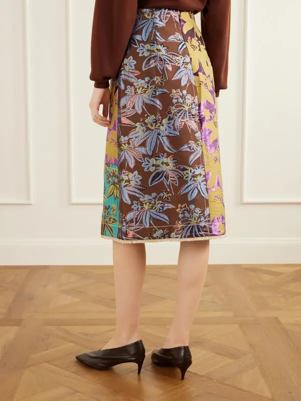 ALEMAIS Floral-jacquard Midi Skirt