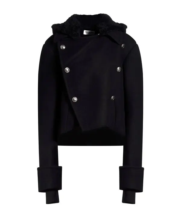 Saint Laurent Ribbed Cuffs Pea Coat - Black