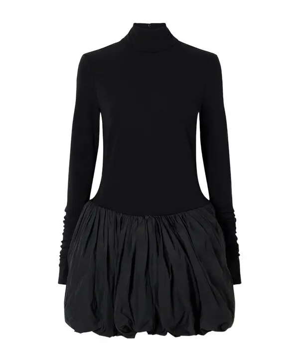 Magda Butrym Puff-skirt High-neck Mini Dress - Black