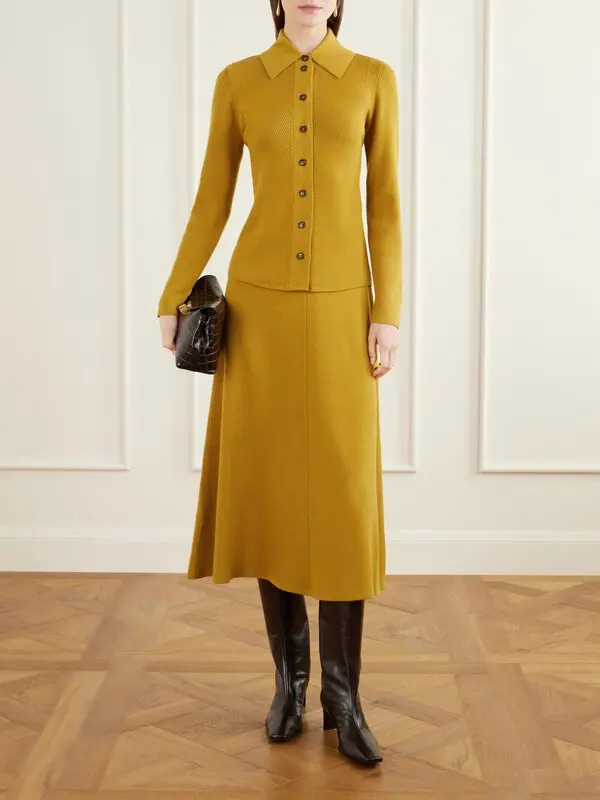 EMILIA WICKSTEAD Ribbed Wool Midi Skirt