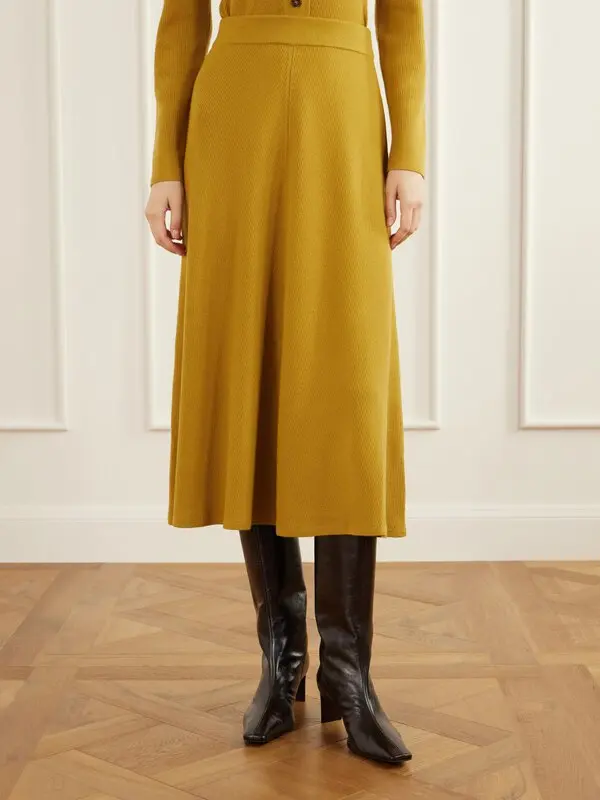 EMILIA WICKSTEAD Ribbed Wool Midi Skirt