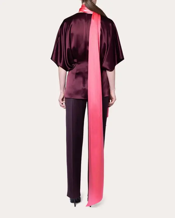 ROKSANDA Luma Satin Keyhole Scarf Top