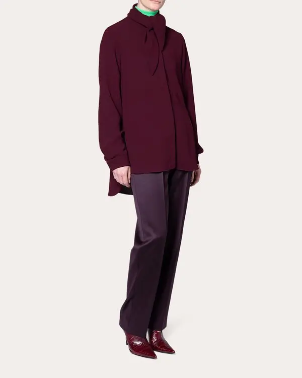 ROKSANDA Nyra Crepe Collared Bow Shirt