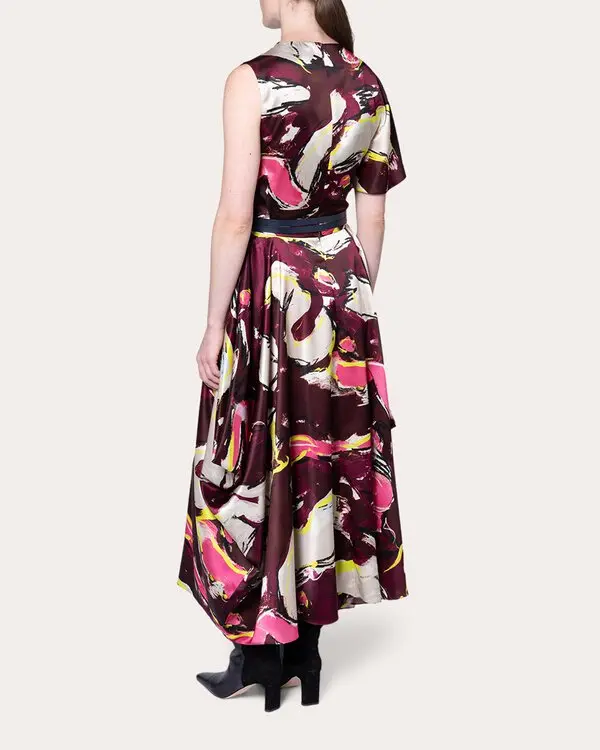 ROKSANDA Nomi Brushstroke Satin Draped Top