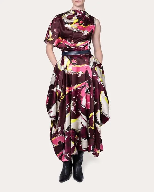 ROKSANDA Nomi Brushstroke Satin Draped Top