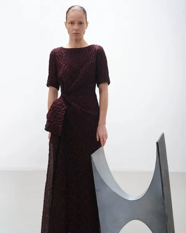 ROKSANDA Syla Cloqué Gathered Drape Maxi Dress